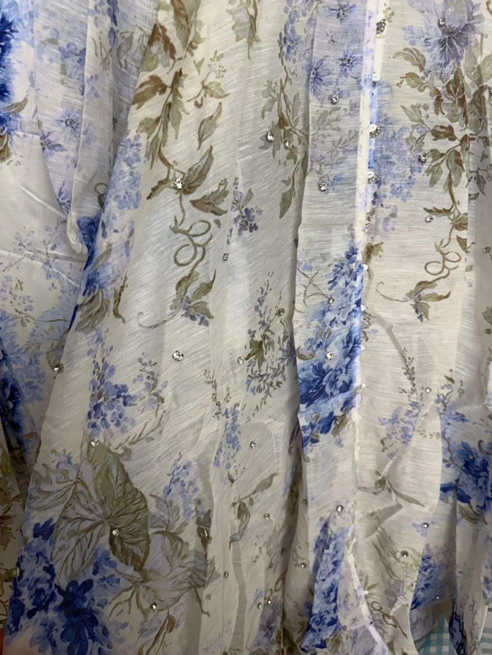 CE MORE | Dresses | Blue Floral Maxi Dress Sheer Overlay With Slip ...